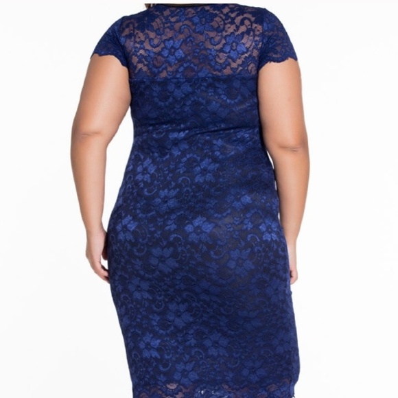 MoDa New York | Dresses | Stretchy Beautiful Dress Navy Blue Lace Body ...